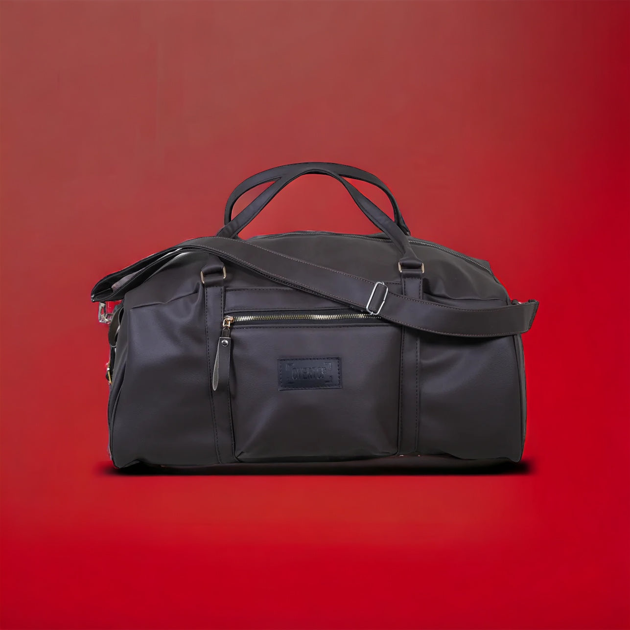 Weekender Dark Textured Brown Leather 40L Duffle Bag // – OVERTOP