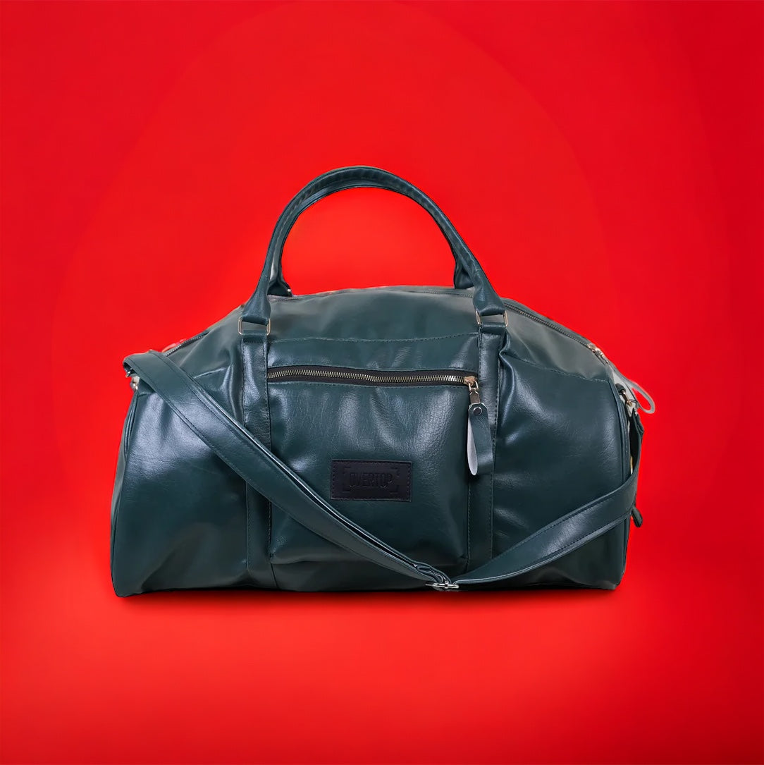 Dark Green Weekender Leather 40L Duffle Bag – [OVERTOP]